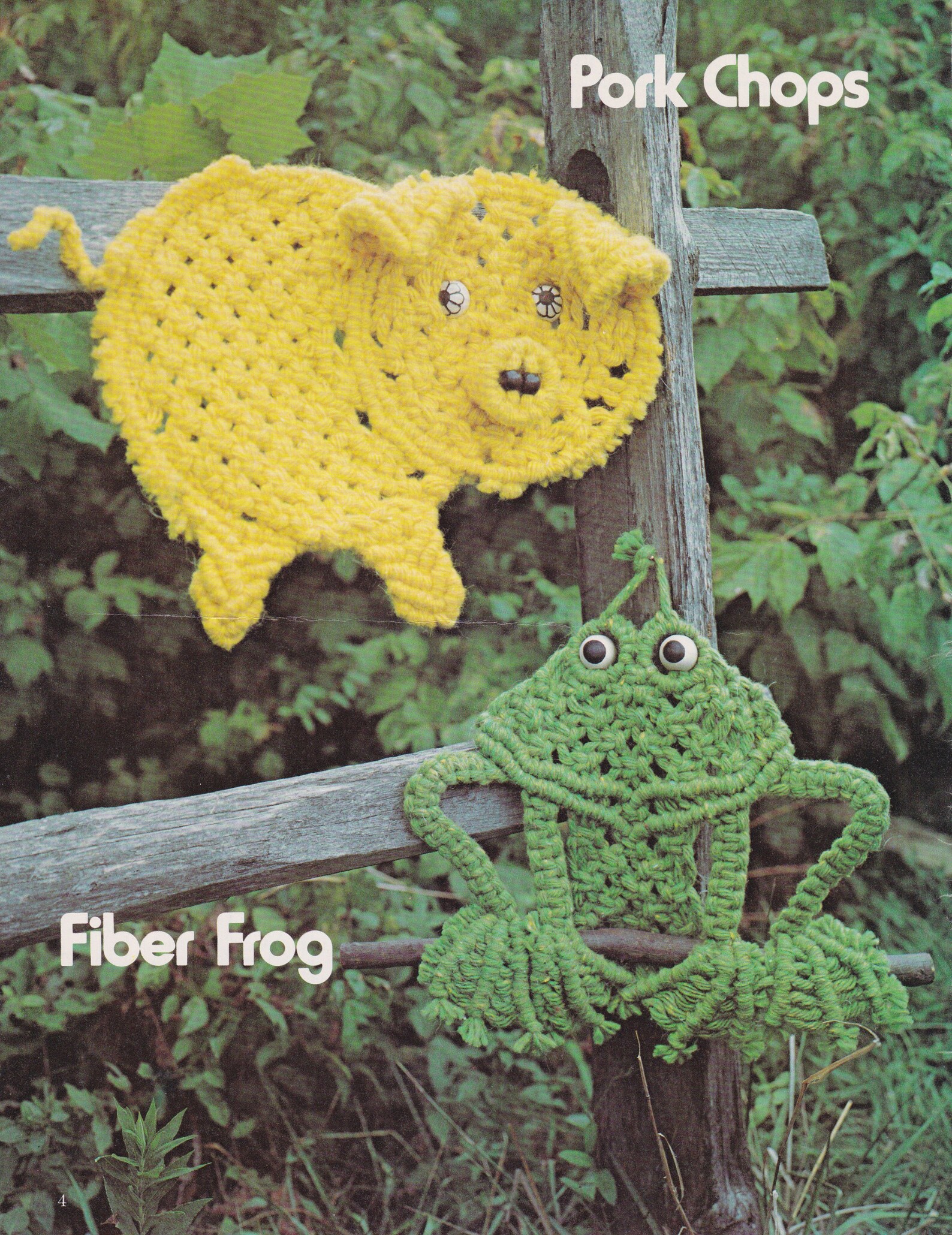 Pig + Frog • 1970s Macrame Wall Hanging Art Animal Patterns • Knots How ...