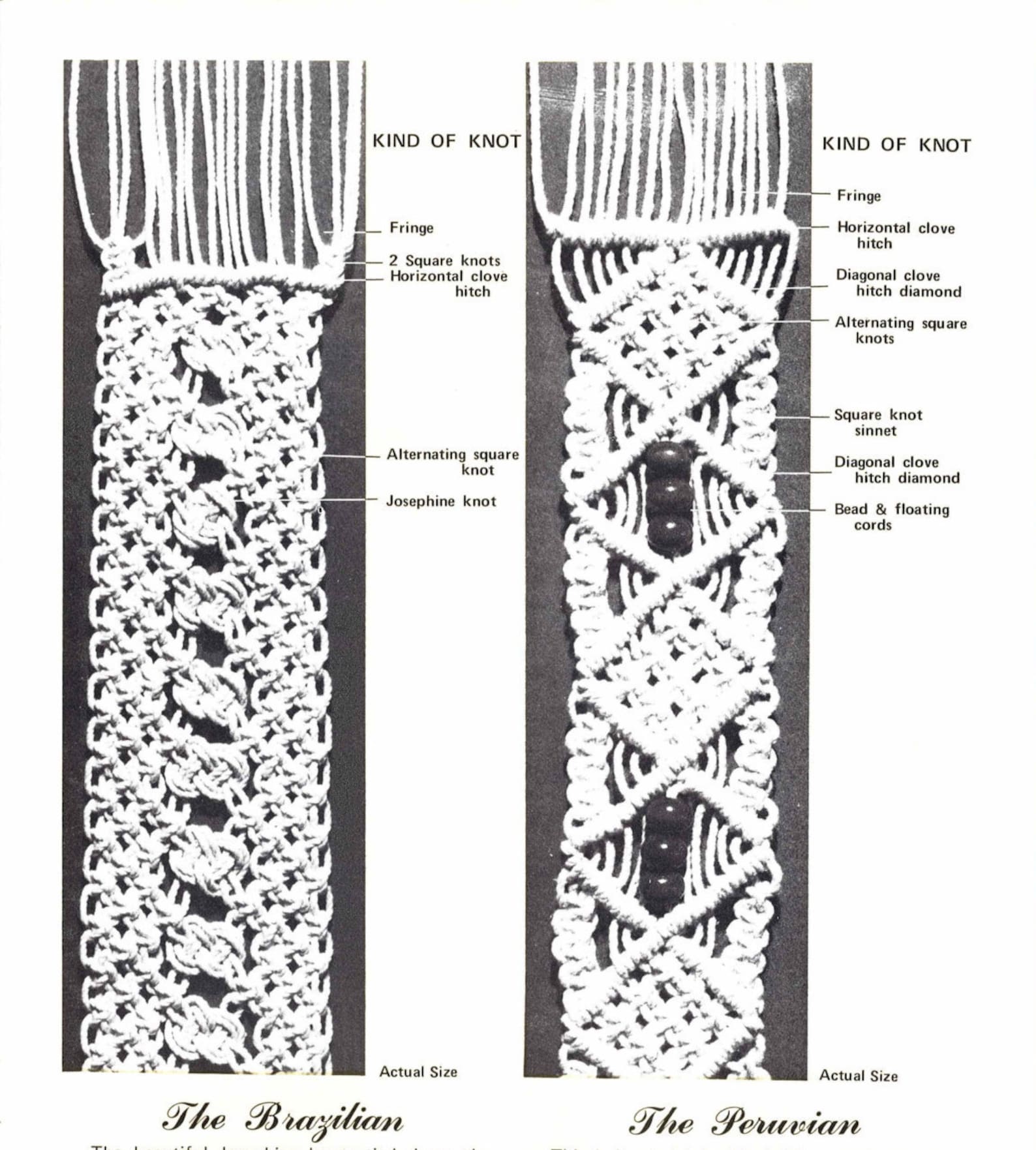 5 Macramé Belts • 1970s Macrame Pattern White • Tutorial Instruction ...