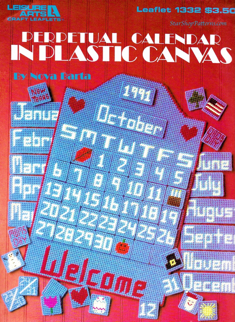 Perpetual Calendar Plastic Canvas Pattern Book PDF Plastic - Etsy