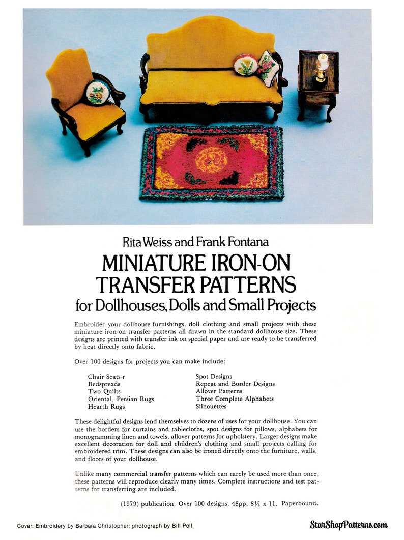 Vintage Miniature Dollhouse Pattern Book PDF • iron-on Embroidery ...