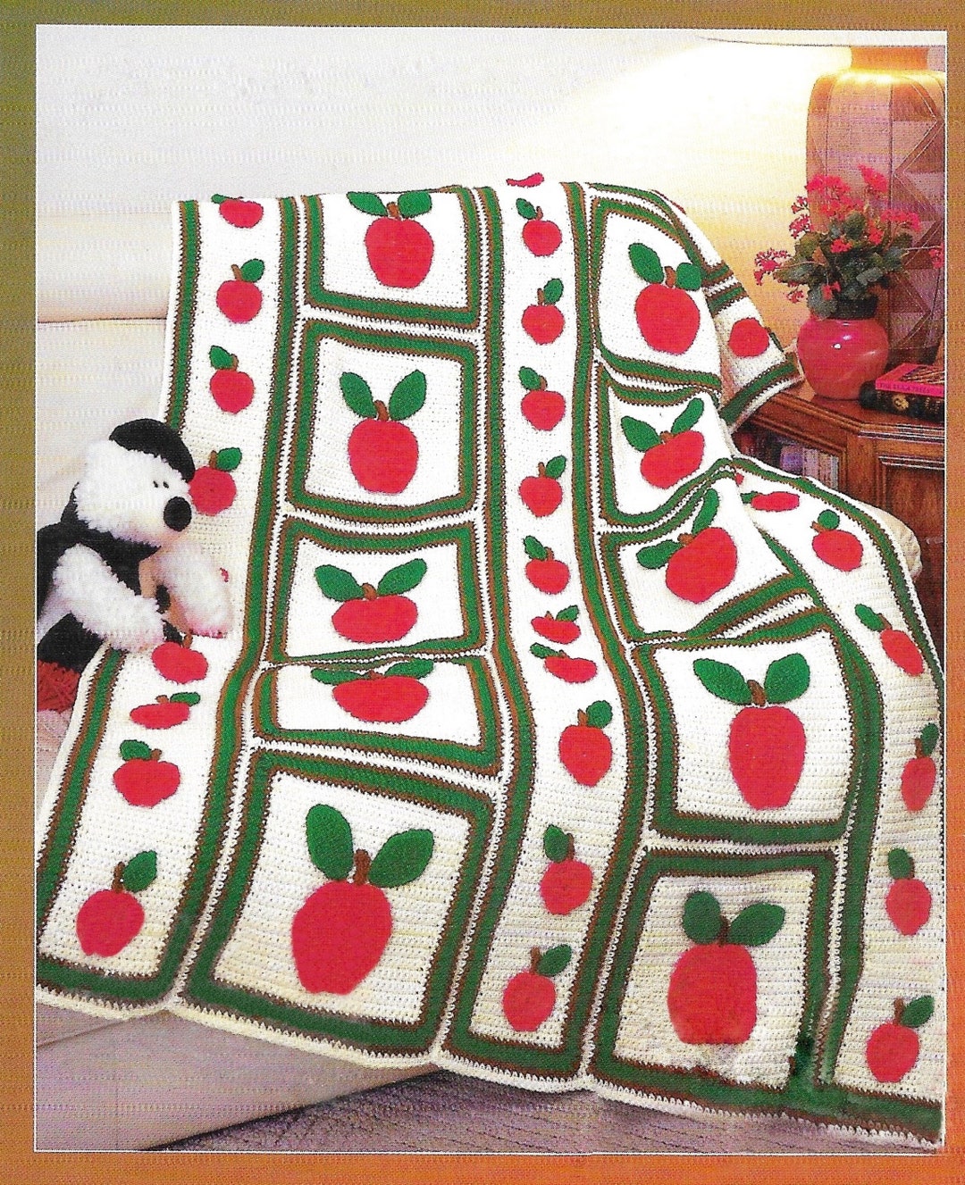 Vintage Crochet Afghan Pattern Book • Apple Fruit Orchard Afghans ...