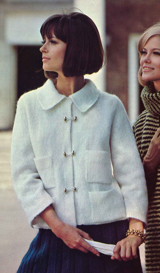 White & Stripes • 1960s Cardigan Sweater Coat Jacket Patterns • 60s ...