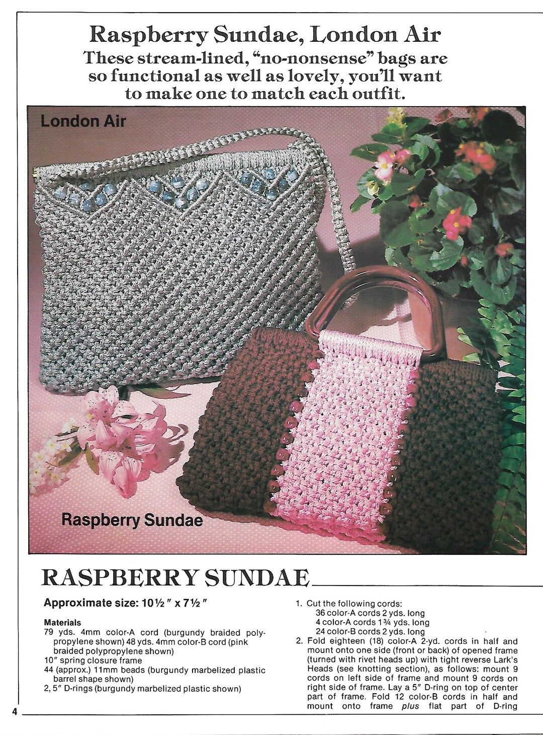 London + Raspberry Purses • 1970s Macrame Bags Design Handbag Designs ...