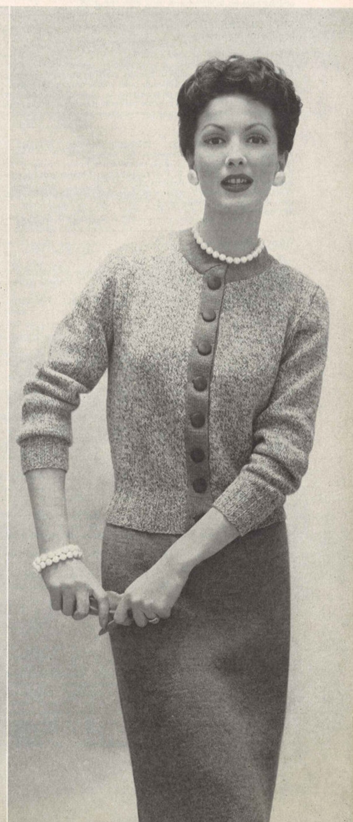 Caraco Sheath & Top 1950s Engagement Dress Cardigan Blouse | Etsy