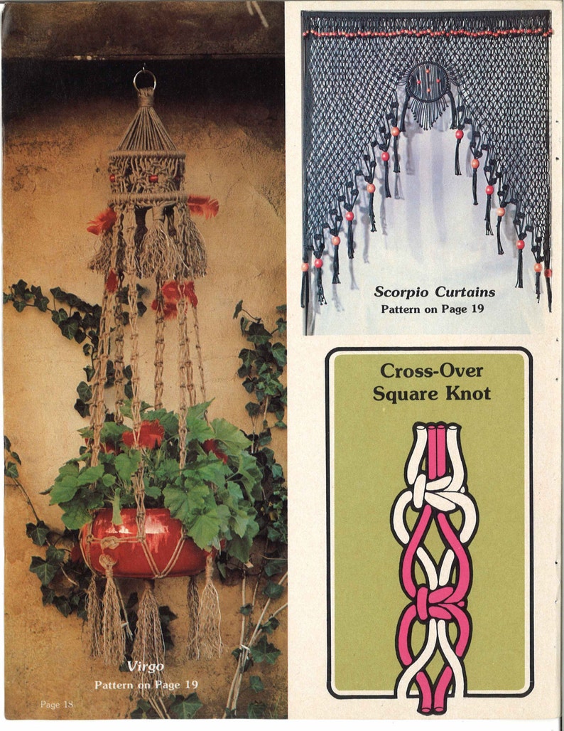 Vintage Macrame Pattern Book PDF • plant Hanger, Lamp, Jewelry, Beaded ...