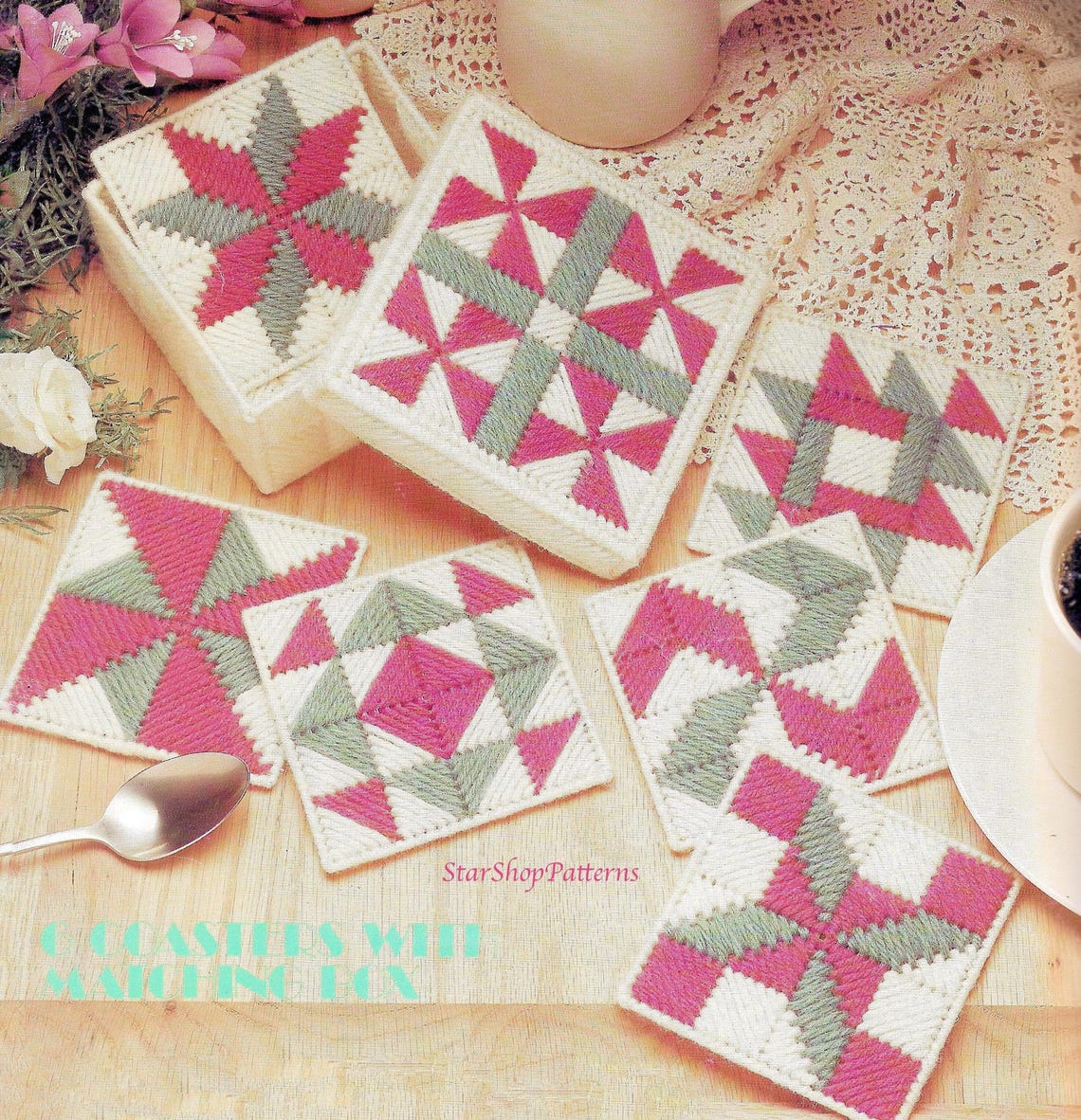 Vintage Plastic Canvas Pattern Book PDF • Quilting Pattern Coaster Box ...
