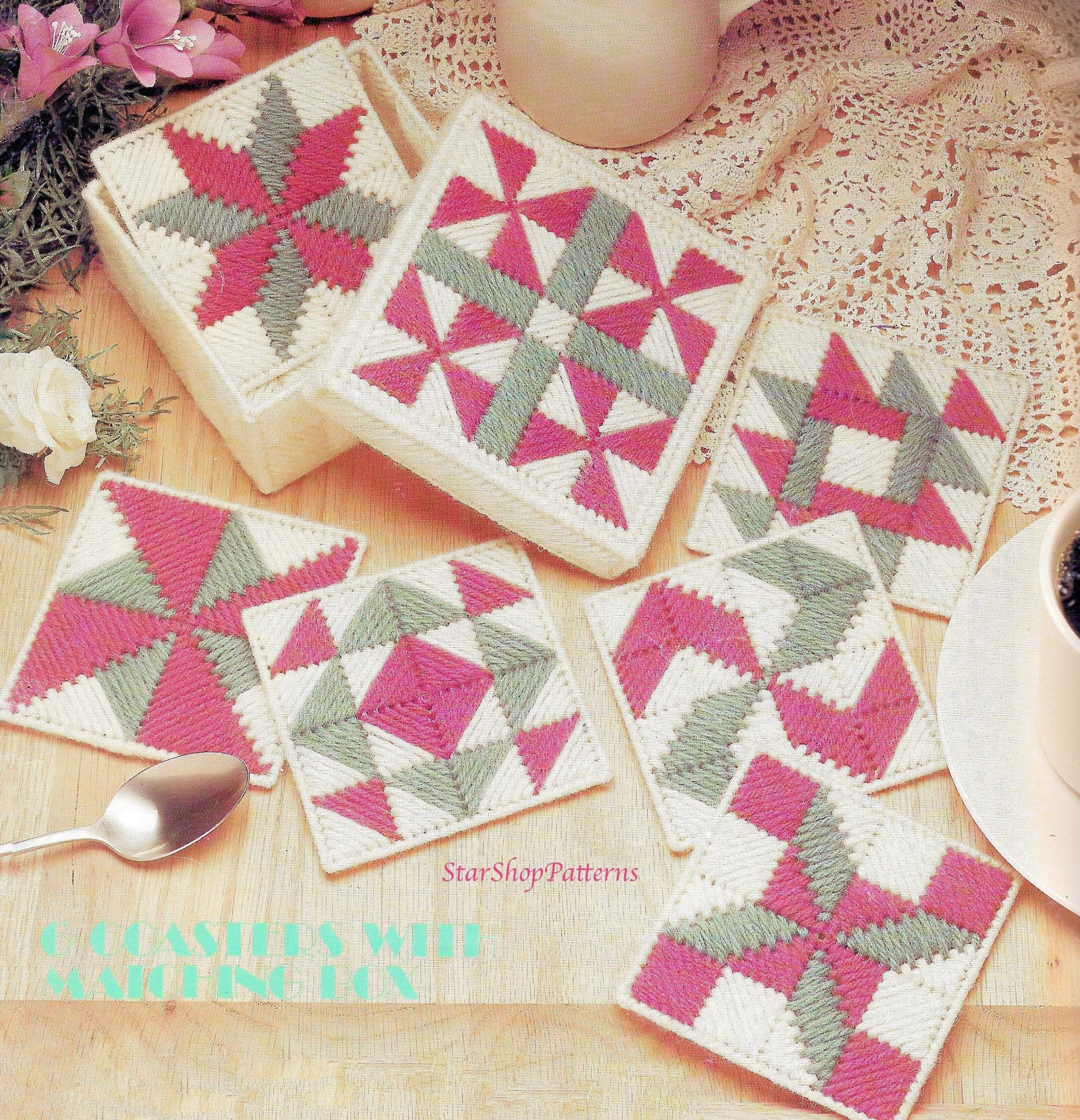 Vintage Plastic Canvas Pattern Book PDF • Quilting Pattern Coaster Box ...