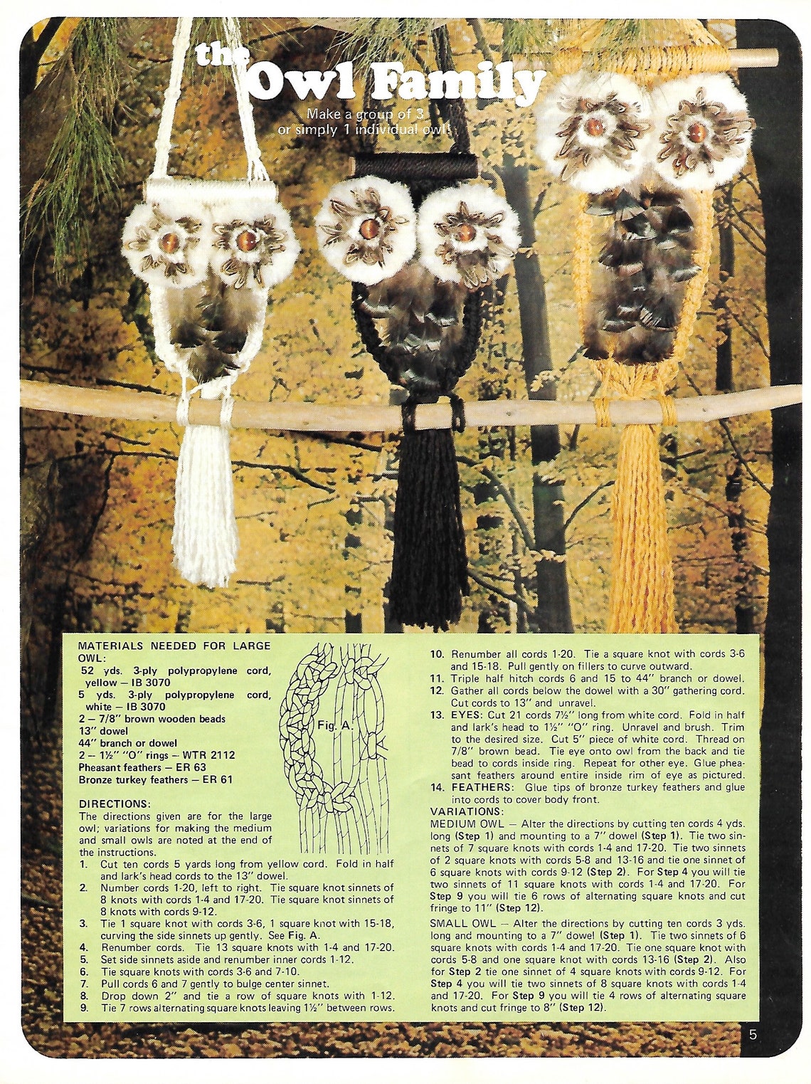 Vintage Macrame Pattern Book PDF • wall Art, Plant Hanger, Owl, Doormat ...