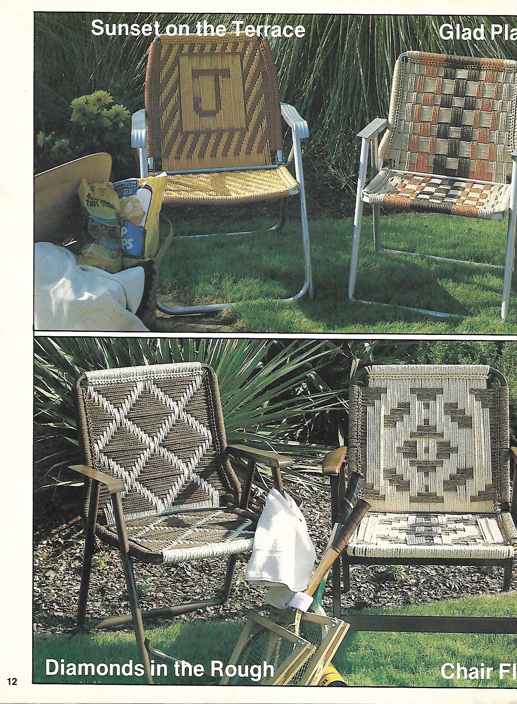 Macrame Patio Chairs 1970s Macrame Lawn Chair Folding Deck | Etsy