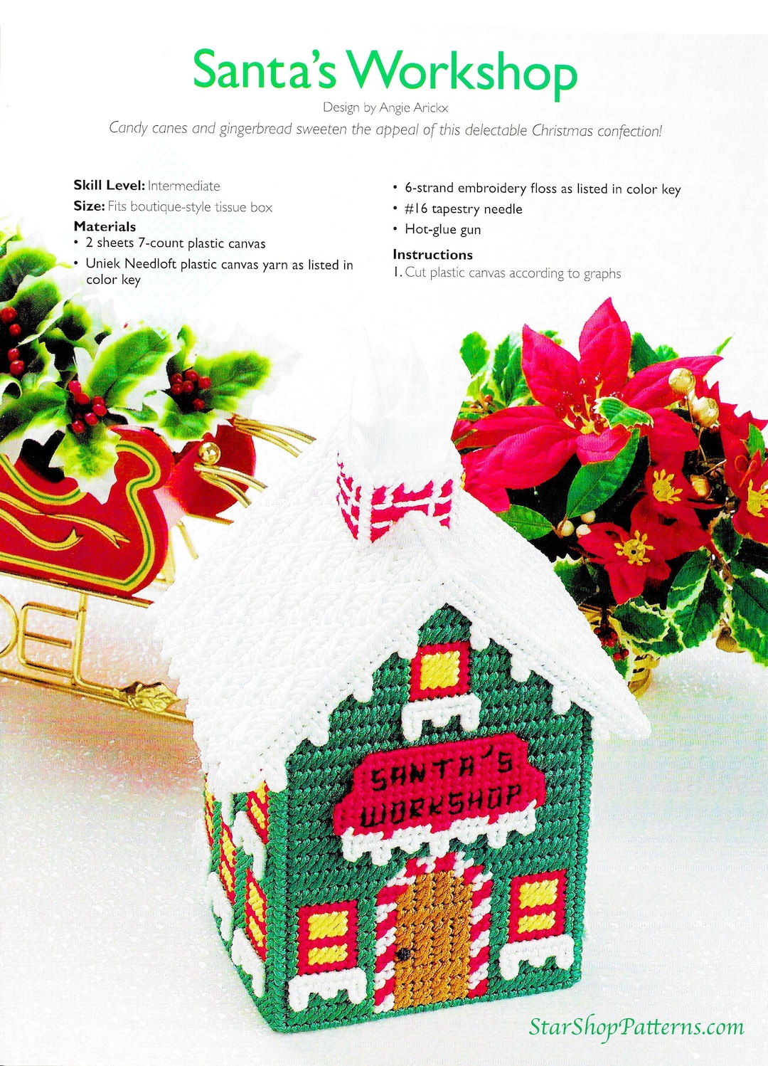 Vintage Christmas Plastic Canvas Pattern Book PDF Xmas Tissue Box Cover ...