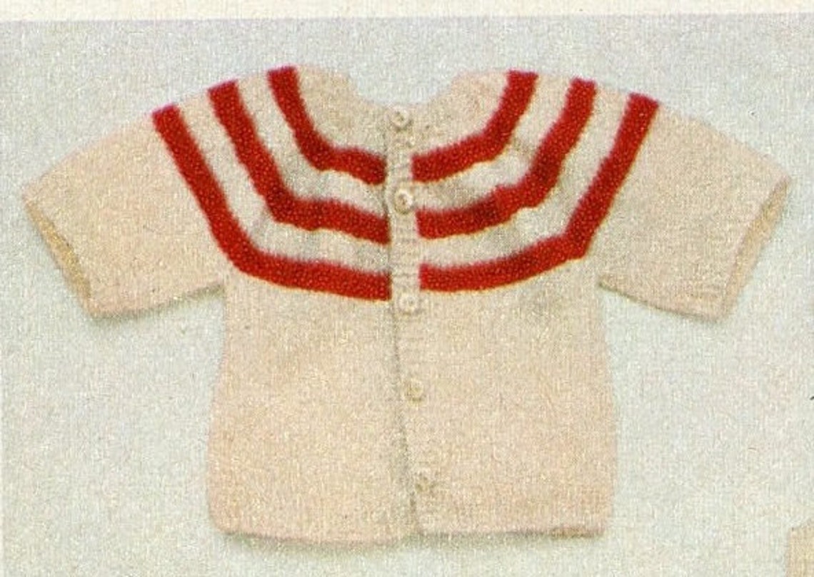 Baby's First Wardrobe • 1970s Knitting Boy's Girl's Sweater Hat Pattern ...
