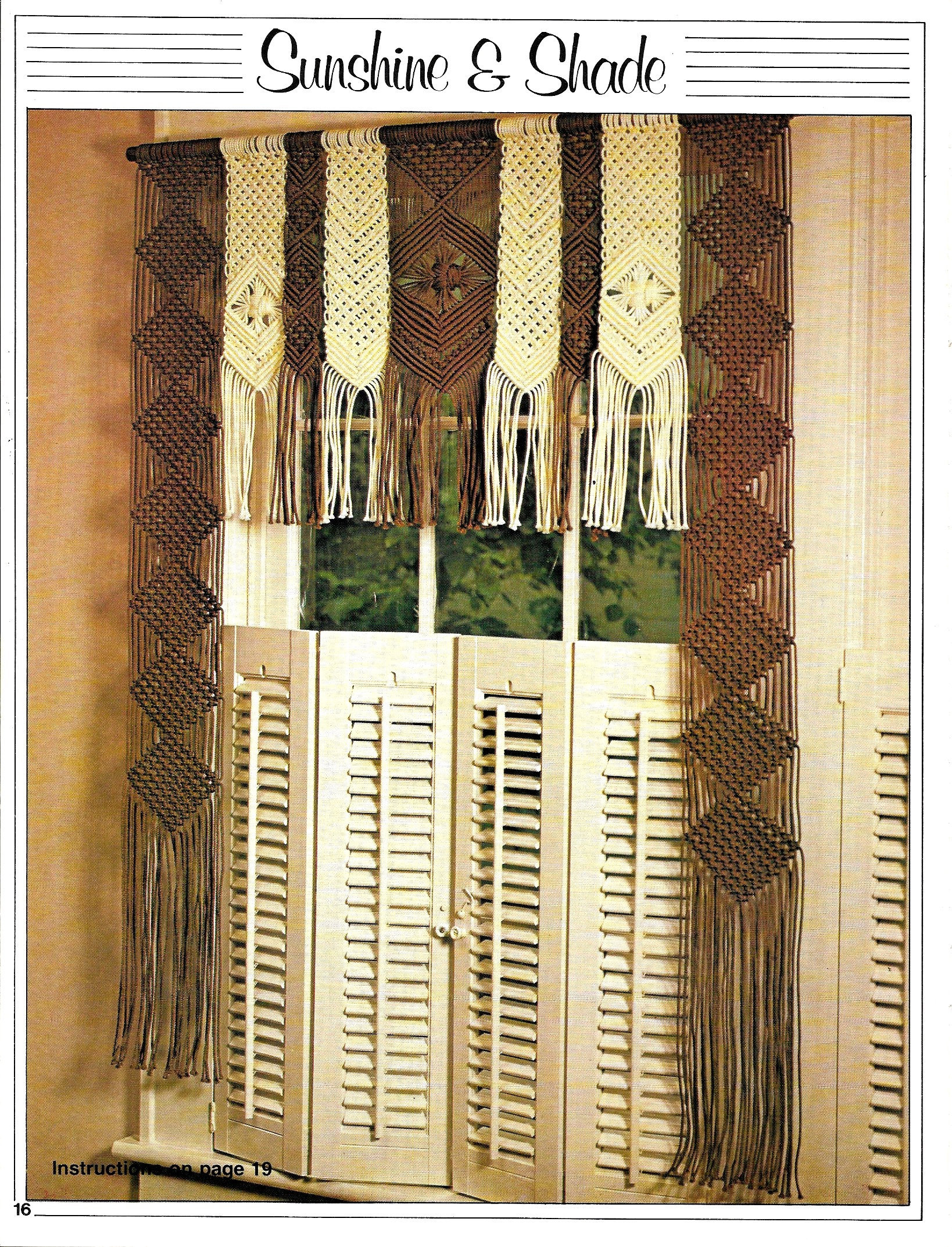 Macrame Curtains Pattern • 1970s Vintage Home Decor Macrame Drapes Room ...