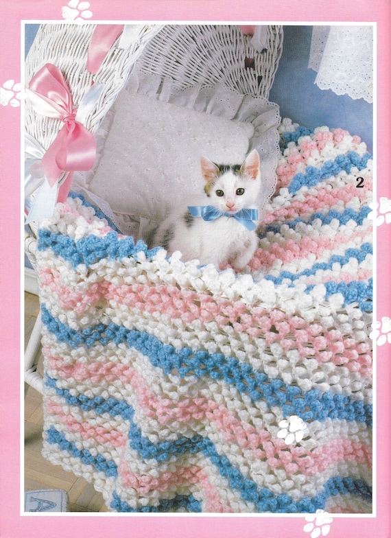 Kitty Cat Baby Crochet Afghan Pattern Nursery Crocheting | Etsy