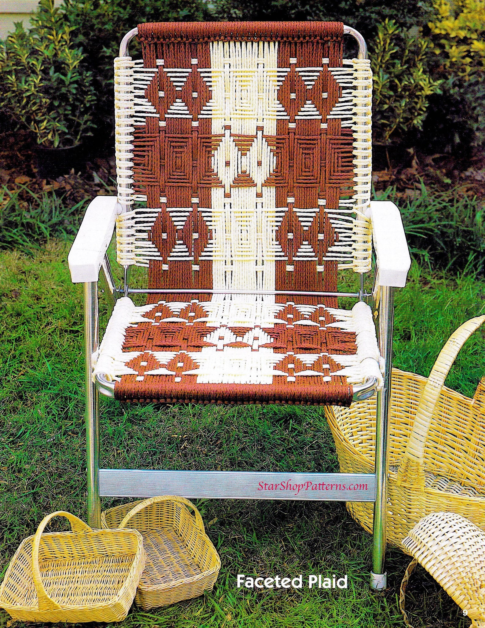 Faceted Plaid Lawn Chair 1980s Macrame Patio Chairs Folding - Etsy