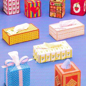 Vintage Plastic Canvas Pattern Book PDF • Plastic Canvas Tissue Box ...