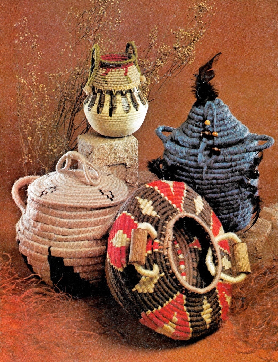 Basket Weaving • 1970s Easy Beginner Baskets Making Book • Pot Vessel ...