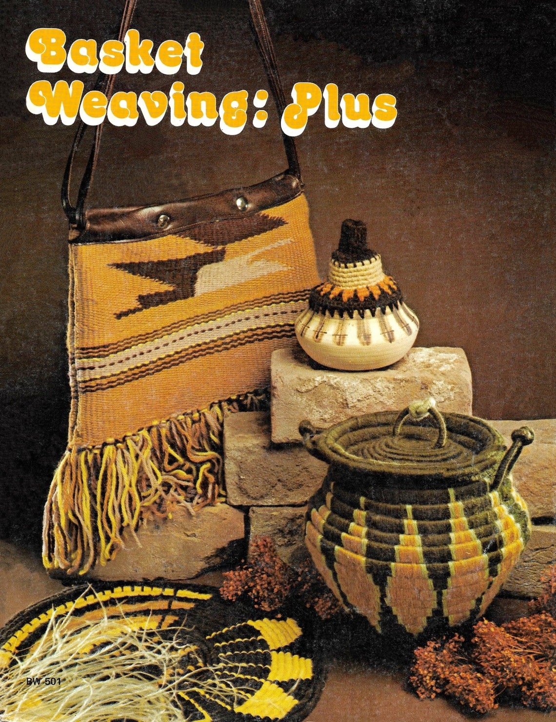Basket Weaving • 1970s Easy Beginner Baskets Making Book • Bag Vessel ...
