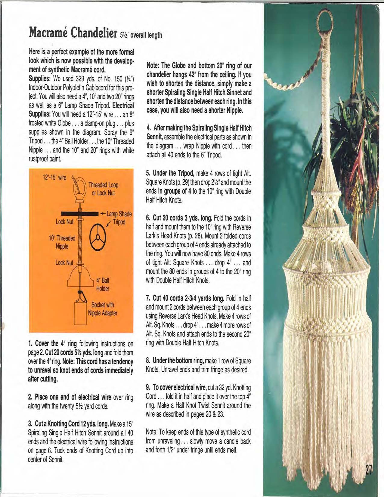 New Macrame • 1970s Plant Pot Globe Hanger • Wall Art Lamp Patterns ...
