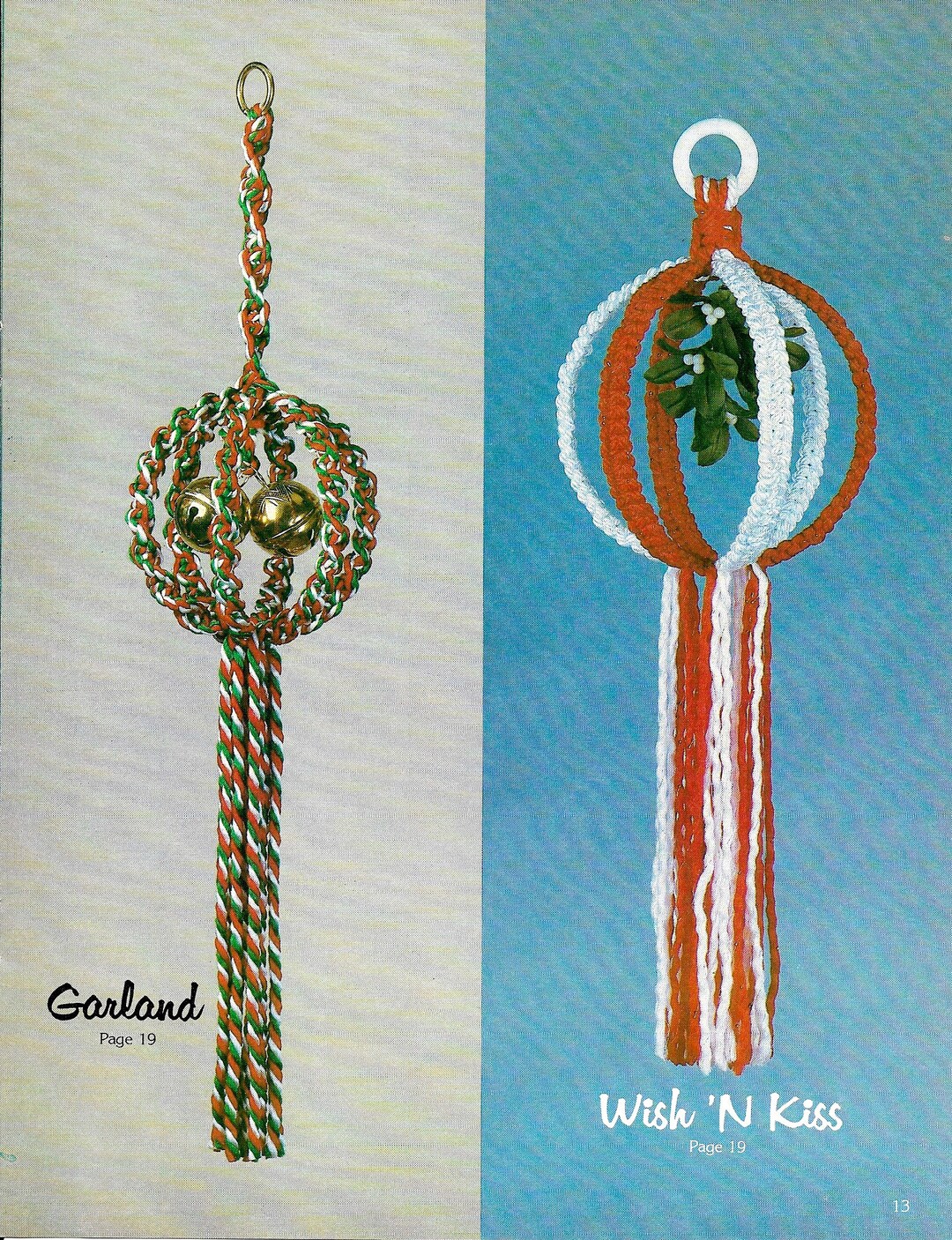 Christmas Ball Hangings • 1970s Macrame Christmas Xmas Bell Santa Bells ...