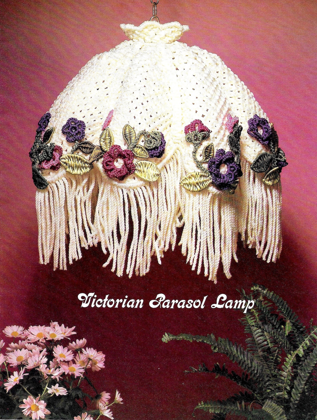 Macrame Victorian Lamp • 1970s Flower Macrame Lamp Shade Book • Home ...