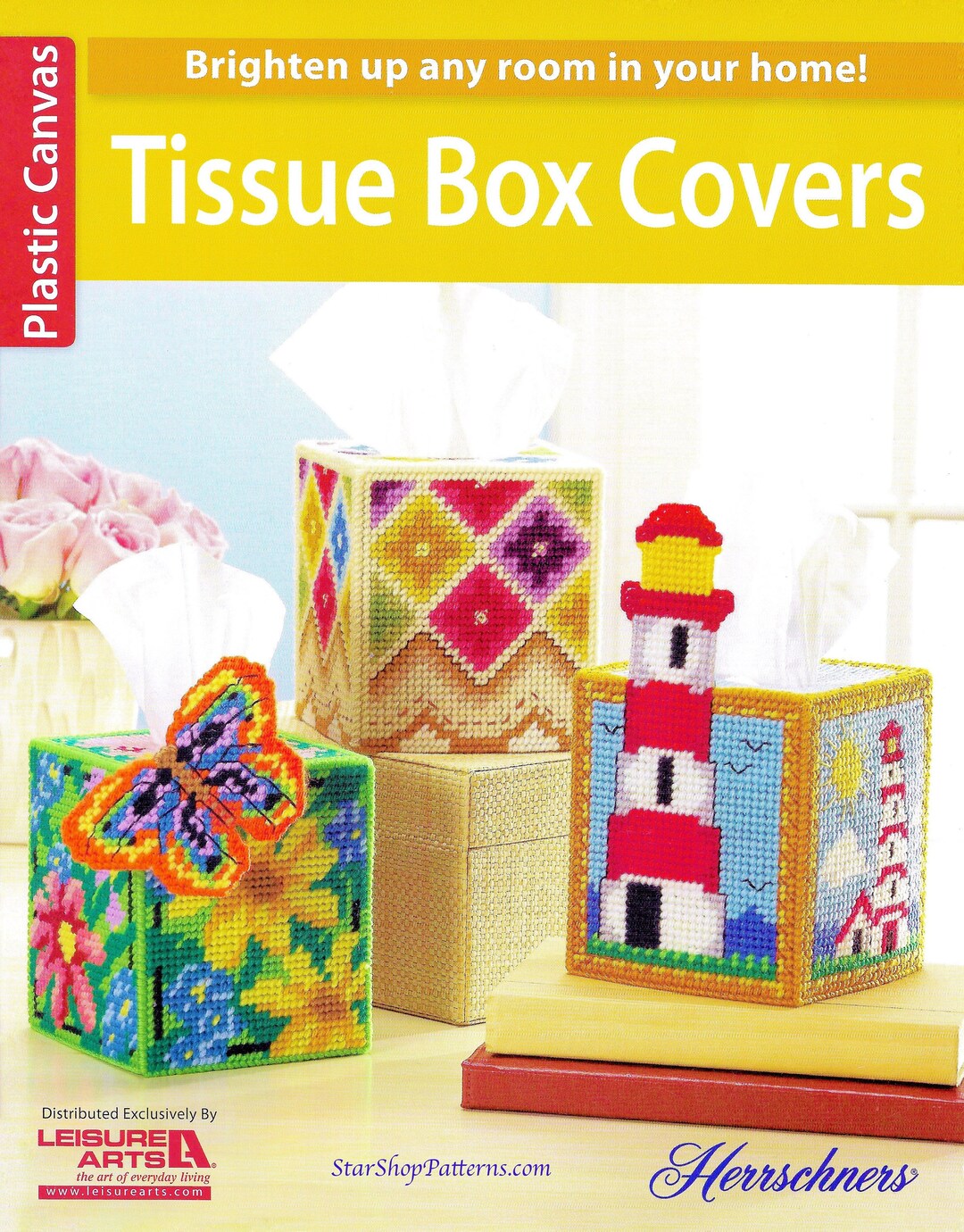 Vintage Plastic Canvas Tissue Box Cover Pattern Book PDF • Christmas ...
