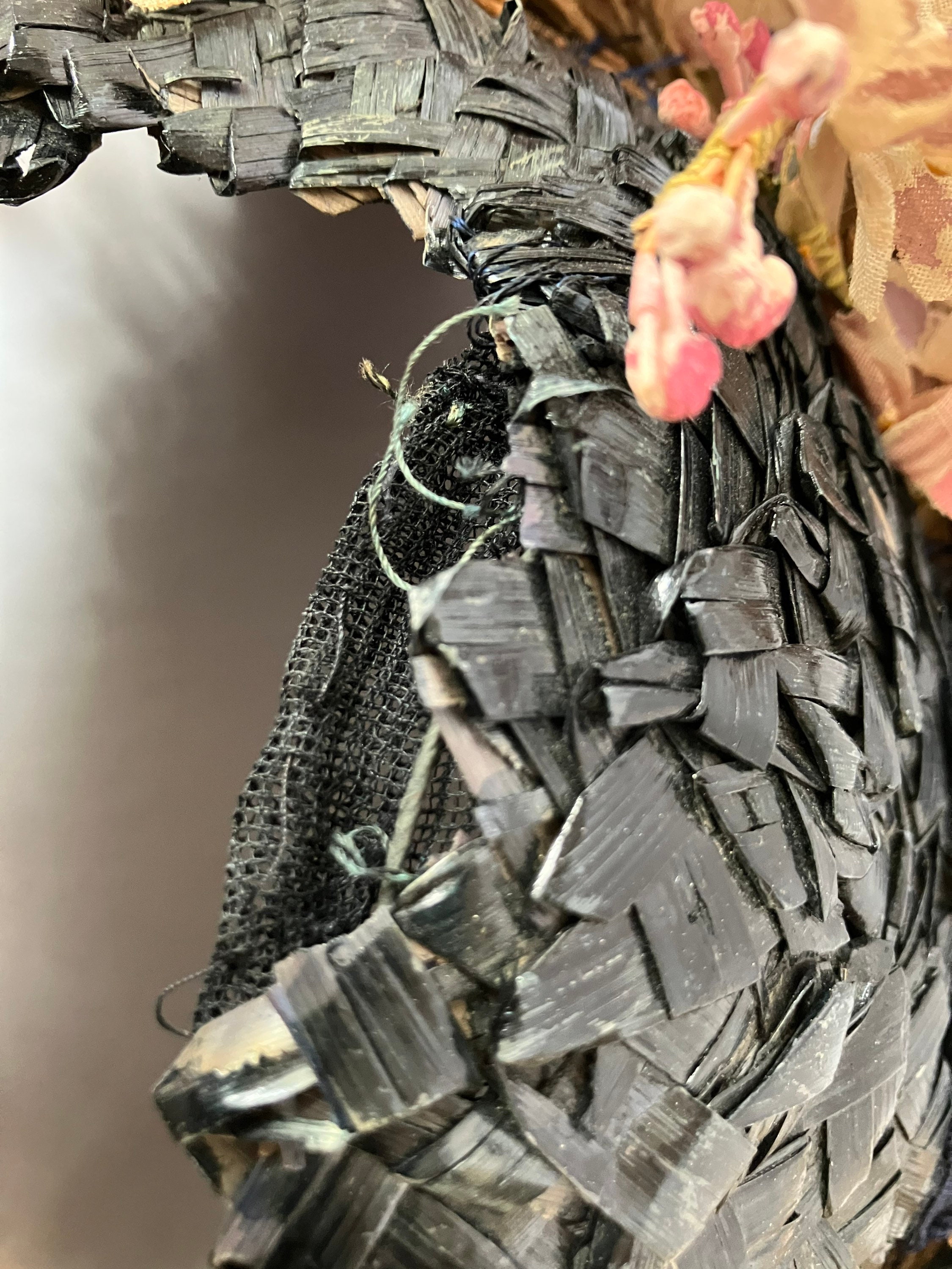 Edward Paine 1940s Black Straw Open Crown Hat With Millinery - Etsy