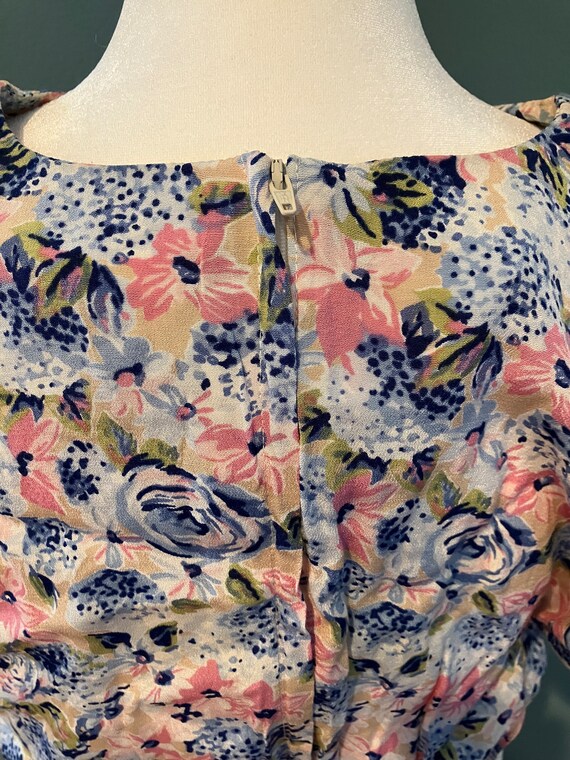 Small - 1980s does 40s Jane Singer Pink and Blue Rayo… - Gem