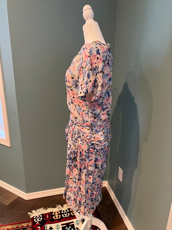 Small - 1980s does 40s Jane Singer Pink and Blue Rayo… - Gem