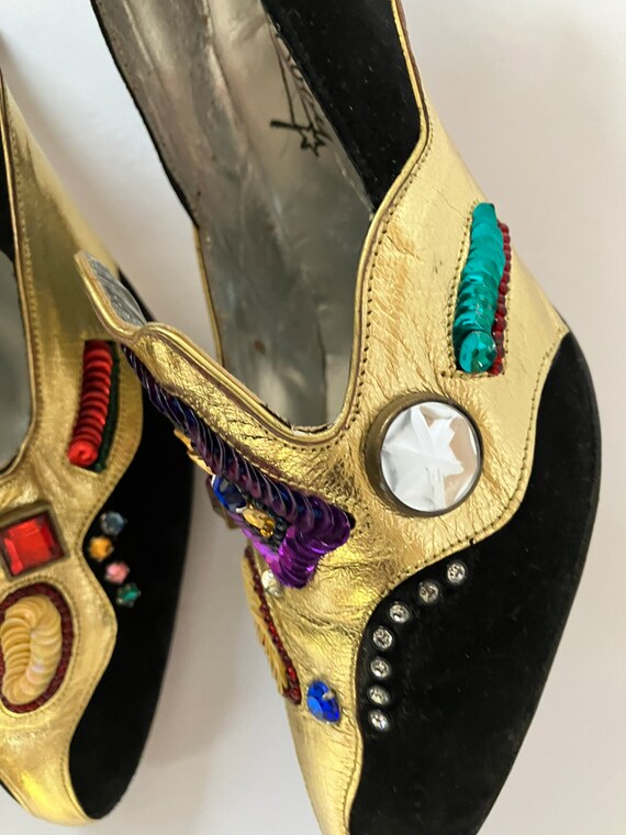 1990s Willy Van Rooy Hand Embroidered & Beaded Black … - Gem