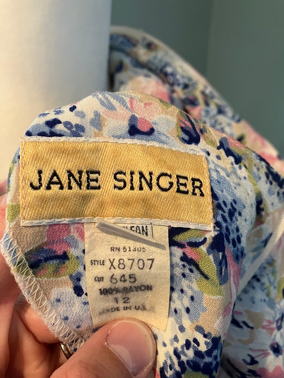 Small - 1980s does 40s Jane Singer Pink and Blue Rayo… - Gem