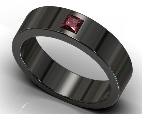 Black Band Ruby Engagement Rings