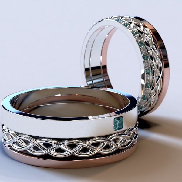 Celtic Style Couples Ring Set - Etsy