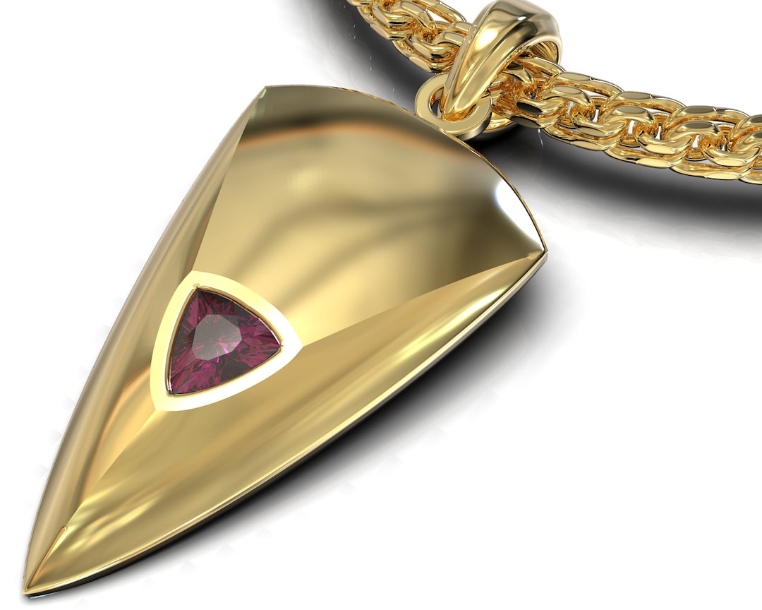 Ruby Necklace Men / Necklace Ruby / Gold Chain Men / Arrowhead Pendant ...