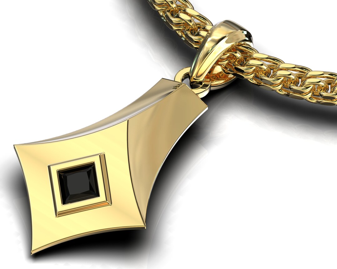 Necklace for Men / Men Gold Chain / Gold Charm Necklace / Black Diamond ...