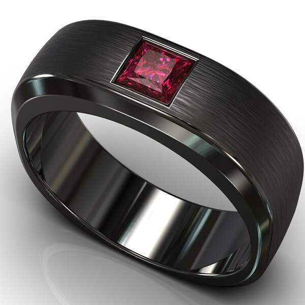 Mens Ruby Black Ring - Etsy