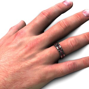 Mens Unique Black Gold Band / Mens Ruby Wedding Band / Ruby Encrusted ...