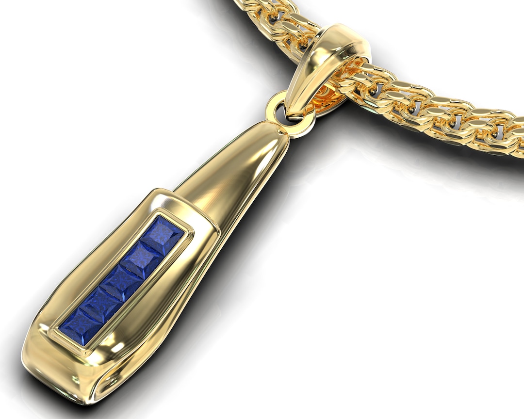 Blue Sapphire Necklace / Mens Gold Chain / Gifts for Him / Meaningful ...