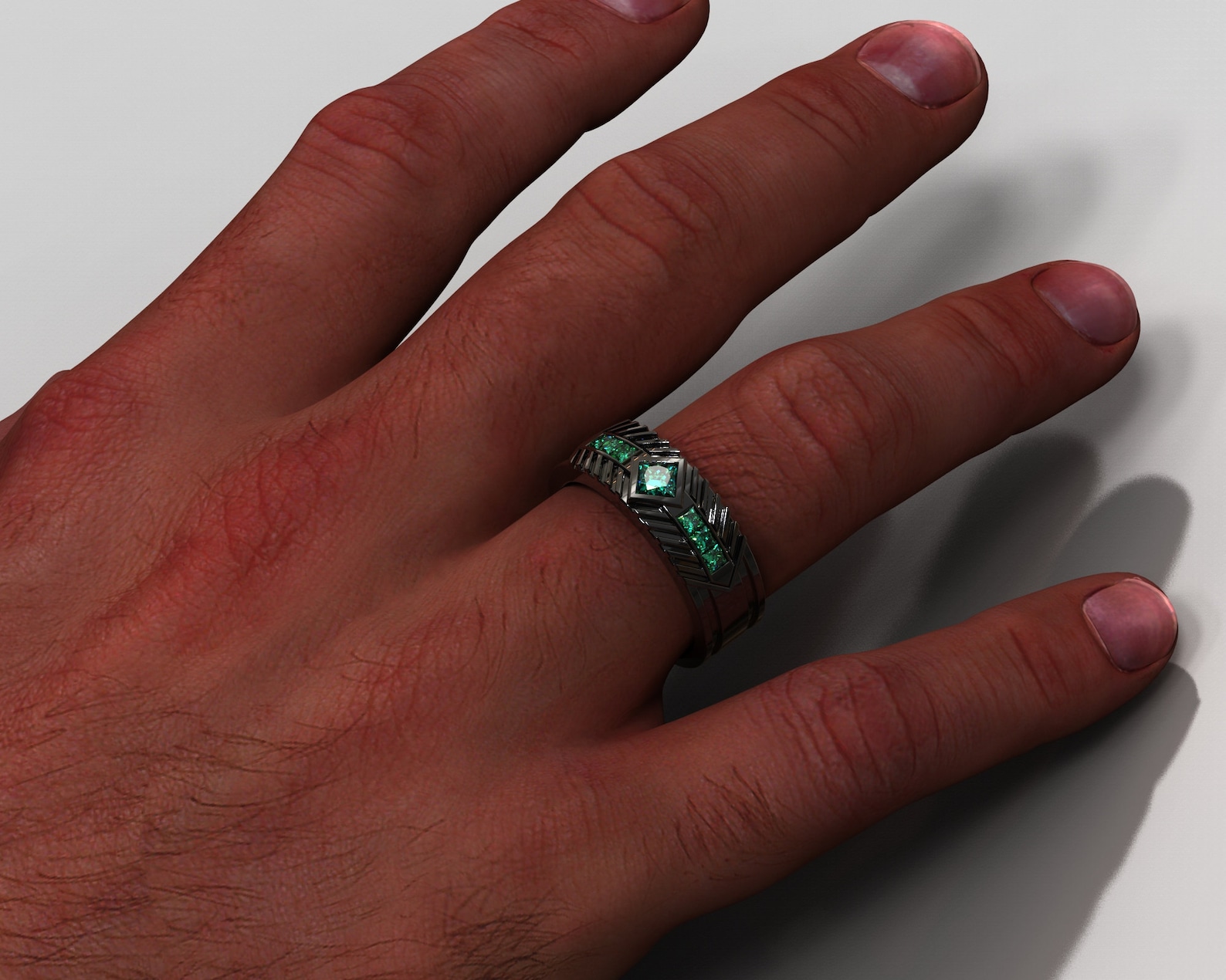 Emerald Wedding Band Black Gold Wedding Band Mens Black Etsy