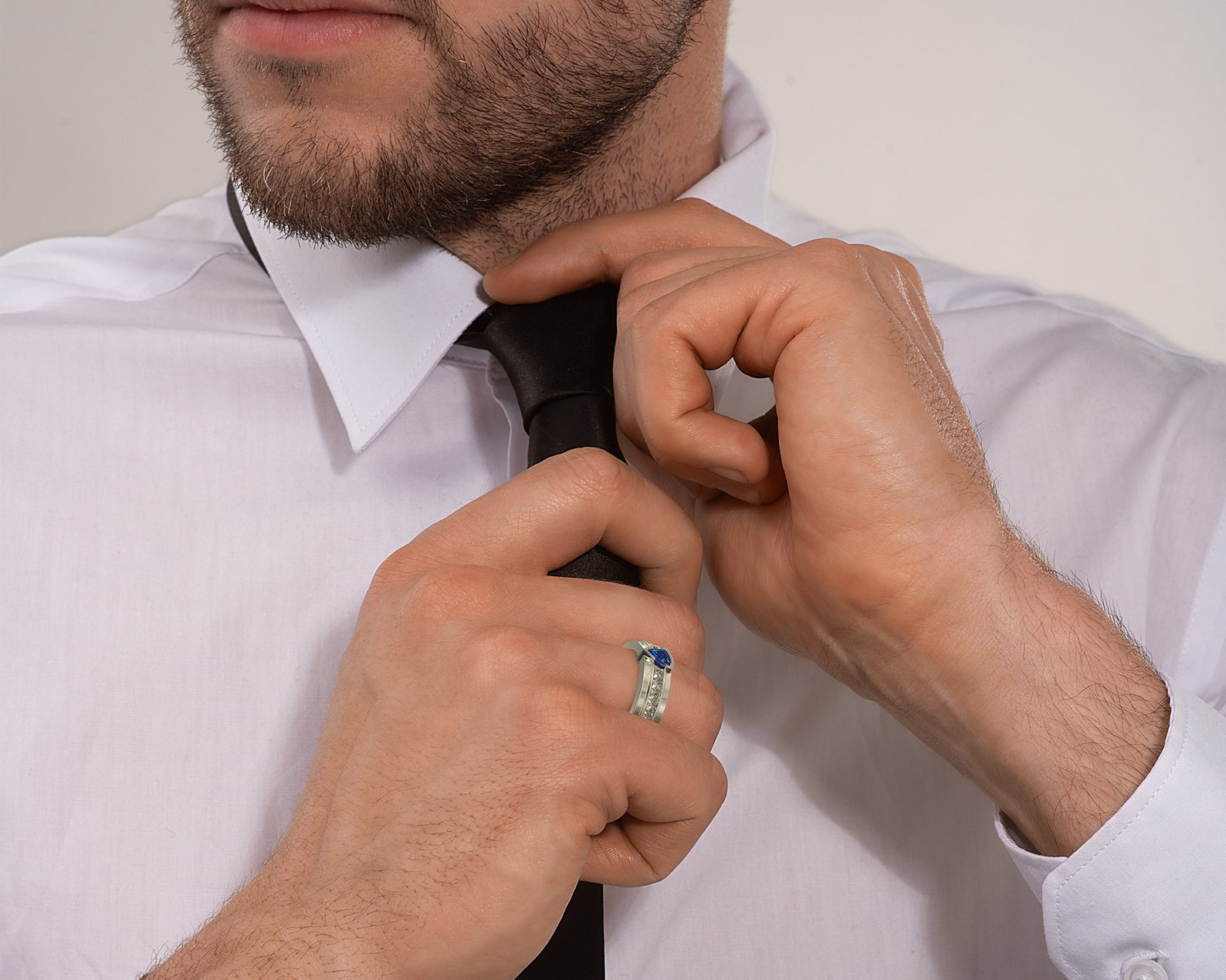 Man Sapphire Wedding Band / White Gold Man Ring / Man Sapphire Ring ...