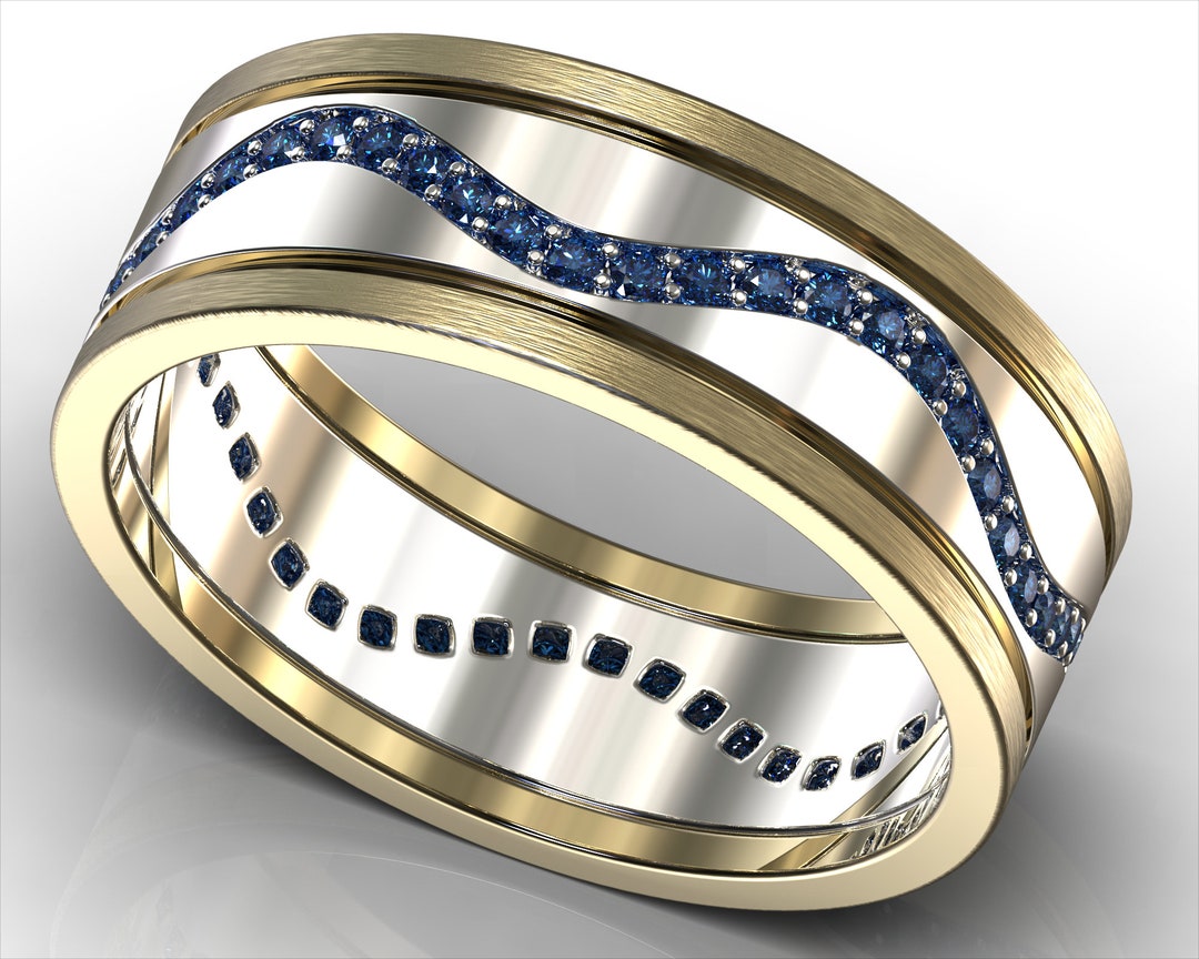 Mens Brushed Gold Wedding Band / Two Tone Gold Ring / Mens - Etsy