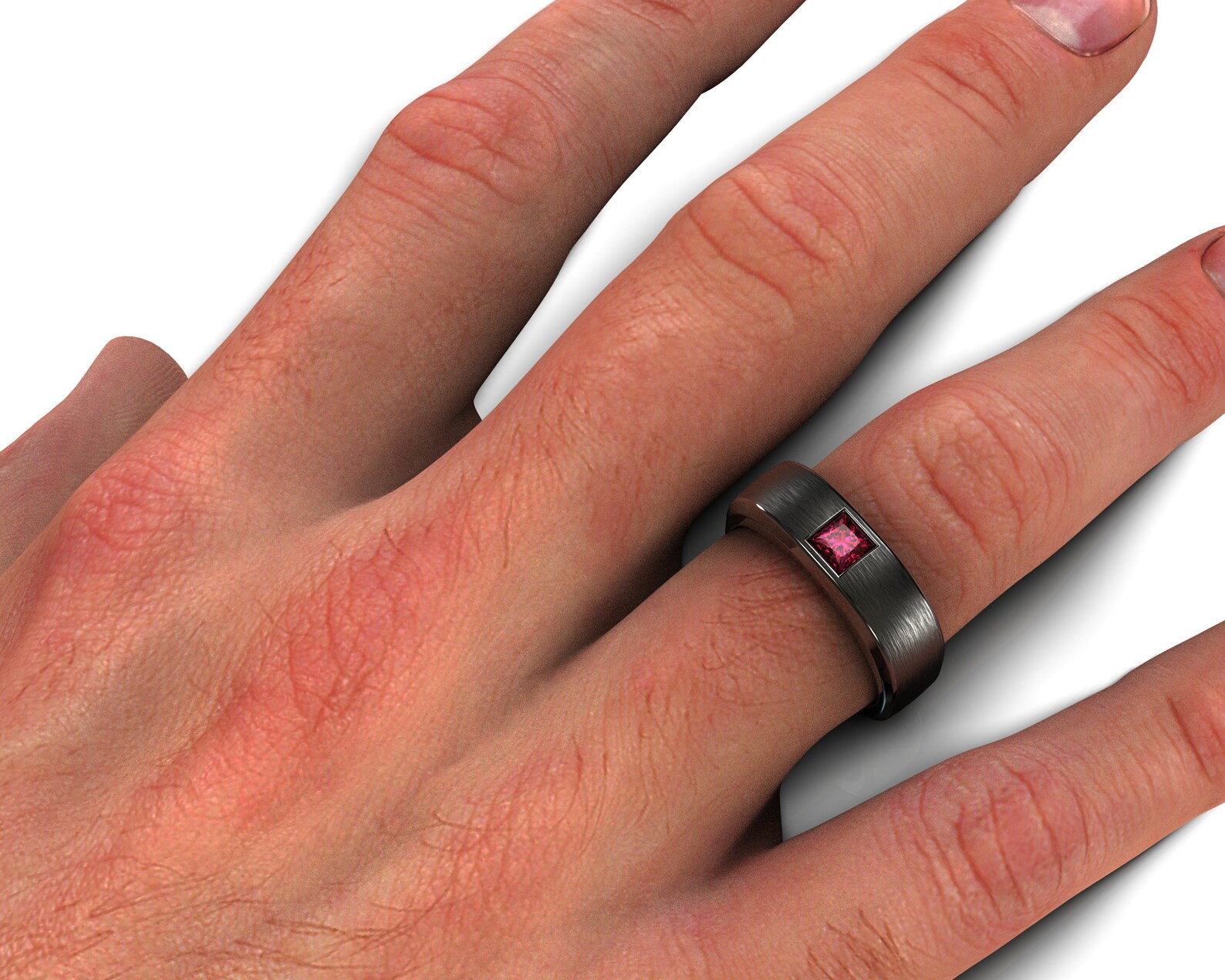 Ruby Mens Wedding Band / Black Gold Wedding Band / Minimalist - Etsy