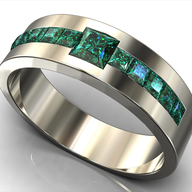 Emerald Inlay Band Women - Etsy