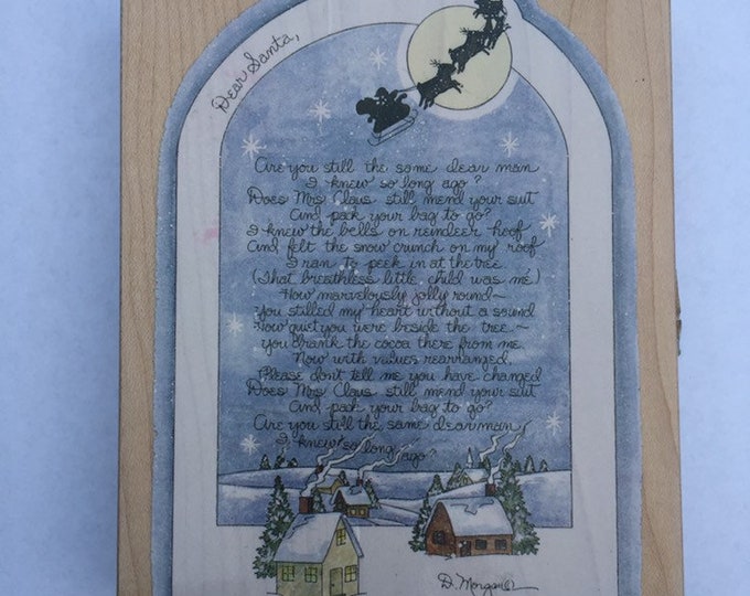 Dear Santa Poem Large Rubber Stamp Christmas Scene Image for - Etsy