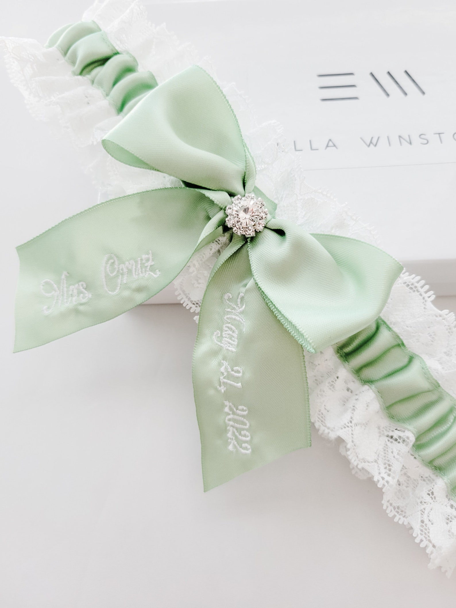 Sage Green Embroidered Garter Set You're Next Garter Set | Etsy