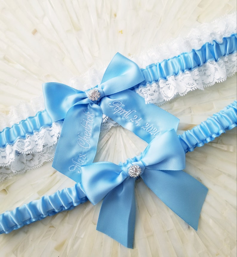 Light Blue Personalized Bridal Garter Set You're Next | Etsy