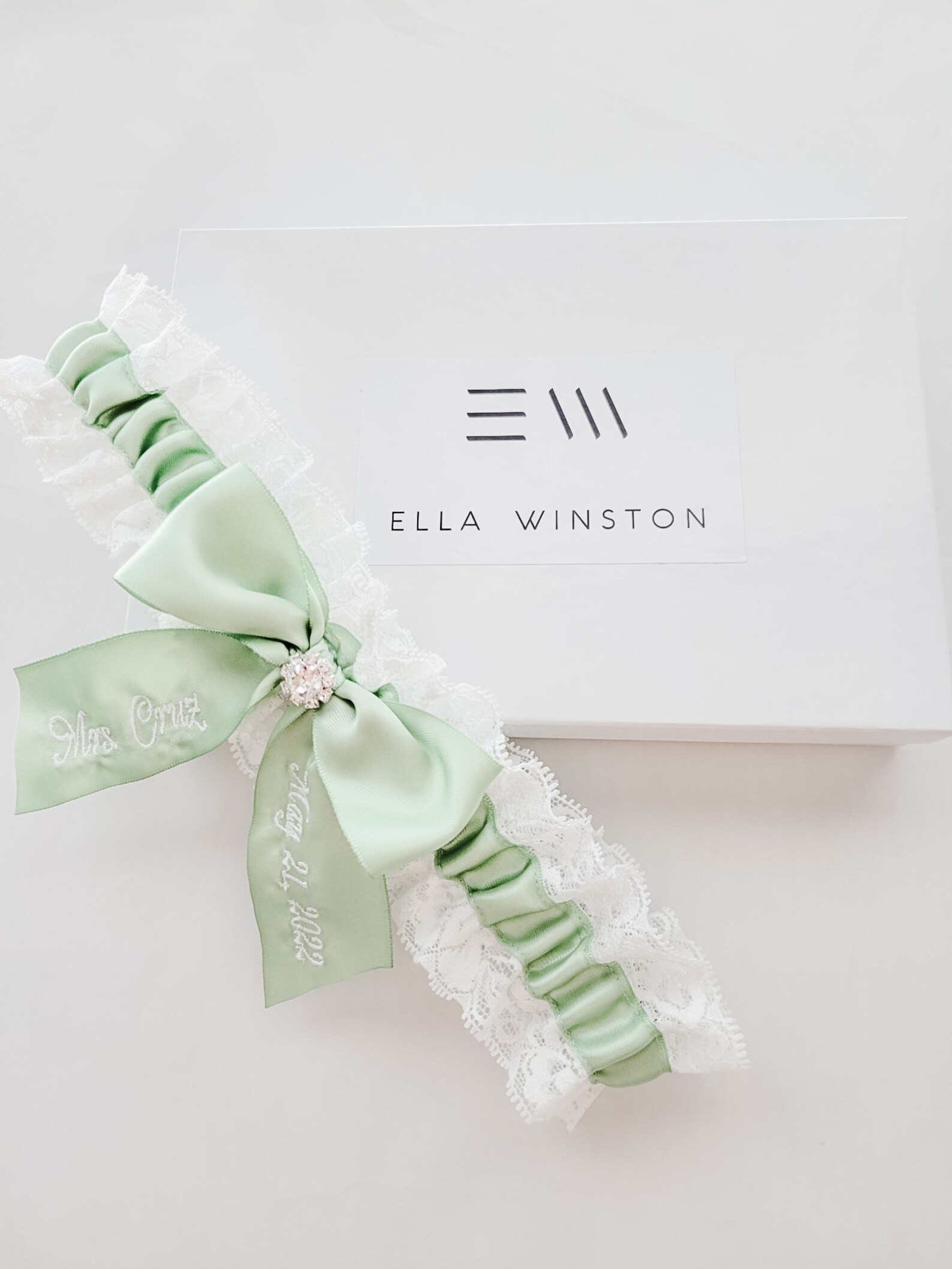Sage Green Embroidered Garter Set You're Next Garter Set | Etsy