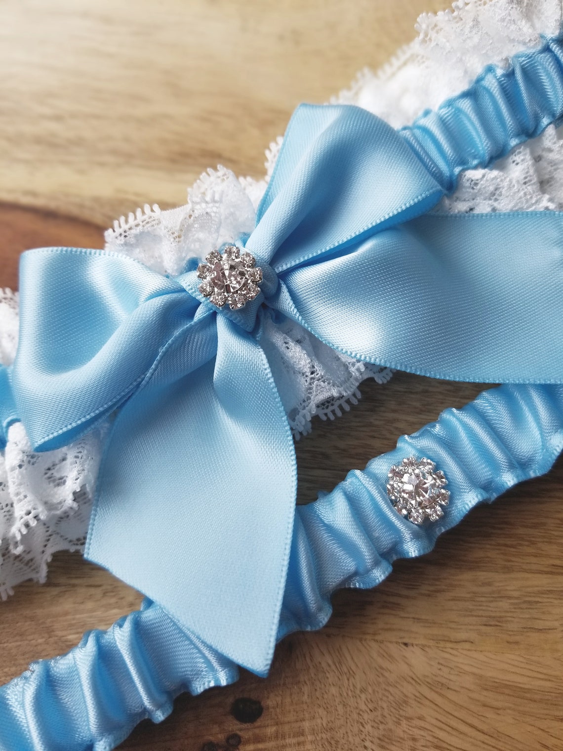 Light Blue and White Lace Heirloom Bridal Garter Set, Something Blue ...