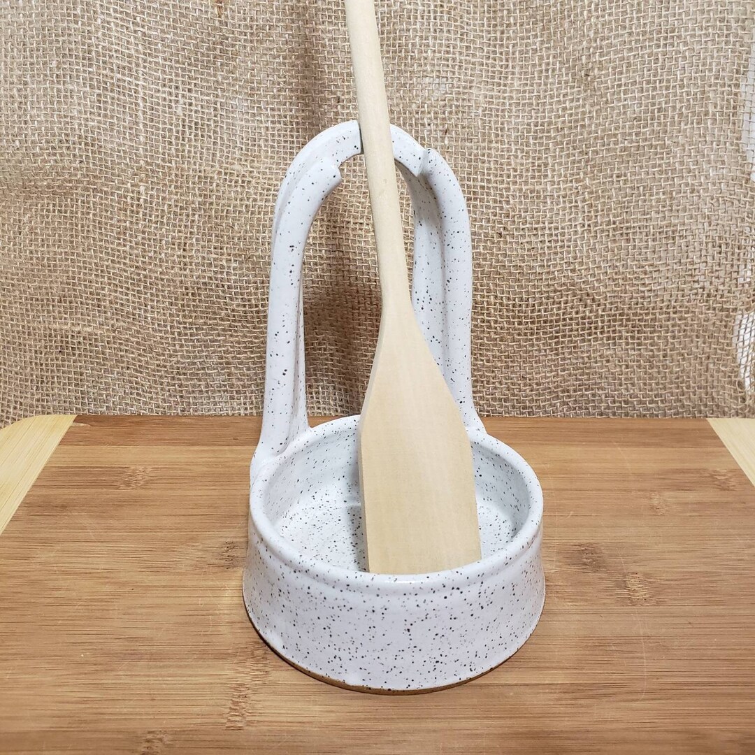 Standing Spoon Rest Speckled White - Etsy