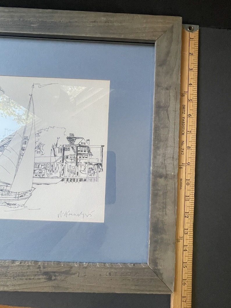 Sailing off Edgartown NS Kennedy Signed Framed Art Drawing Nautical 85 ...