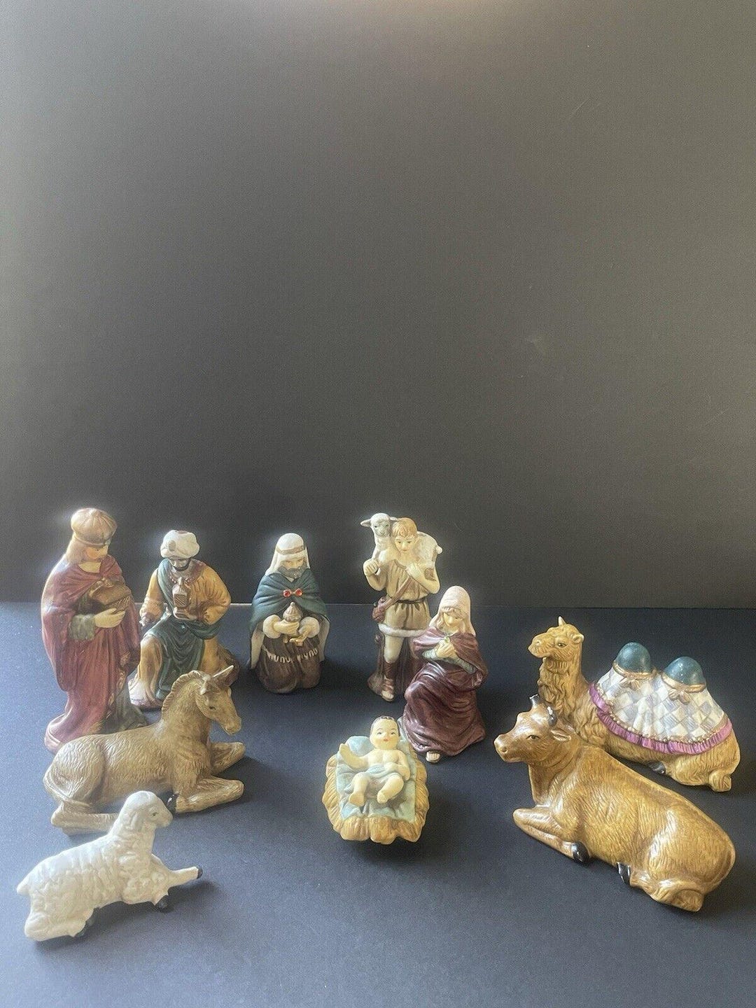 Vintage Porcelain Bisque Nativity Holy Family 10 Piece Set Religious ...